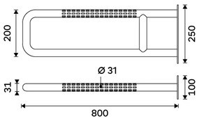 Nimco Pevné podpěrné madlo 800 mm - BMU 9080-10