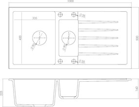 Béžový (pískový) 1,5 komorový kuchyňský granitový dřez QUADRON BRUCE 156 bez baterie