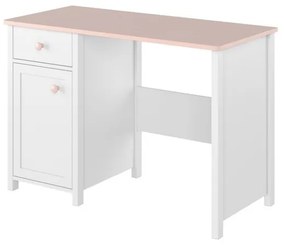 PC stolek 1D1S Luna LN03, Barva: bílá / bílá + růžová, Nástavec: Ano