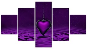 Obraz fialového srdce (125x70 cm)