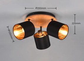 Bodové svítidlo v černo-přírodní barvě ø 12 cm Tommy – Reality