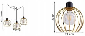 Závěsné svítidlo TORONTO SPIDER, 3x zlaté drátěné stínítko, (výběr ze 2 barev konstrukce)