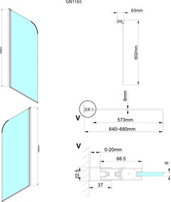 Gelco Gelco, LORO vanová zástěna 650mm, čiré sklo, GN1165