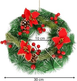 Adventní věnec s ozdobami 30cm, vánoční dekorace
