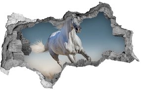Wallmuralia Fototapeta díra na zeď Bílý kůň ve cvalu 95x73 cm