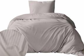 Detexpol Bavlněné povlečení 140x200 béžové jednobarevné pruhované damaškové povlečení 1 cm Pure - VÝPRODEJ