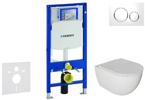 Geberit Duofix - Set předstěnové instalace, klozetu Oudee a sedátka softclose, tlačítko Sigma20, bílá/chrom SANI11CA3114