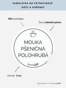 MOUKA PŠENIČNÁ POLOHRUBÁ - omyvatelná samolepka na dózu, výběr rozměrů Ø 5 cm / 5 x 5 cm / 6 x 8 cm | DomaLEP
