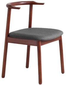 OnaDnes -20% Nordic Design Hnědá dřevěná jídelní židle Kube s šedým látkovým sedákem