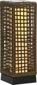 Outsunny solární lampa ratan, vodotěsná, se světelným senzorem, LED venkovní světlo, 15,5x15,5x46cm| Aosom