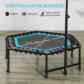SPORTNOW Fitness Trampolina 114x114x132 cm S elastickým skákacím povrchem a nastavitelným 3-úrovňovým madlem, ocelový rám pro trénink nohou a těla do…