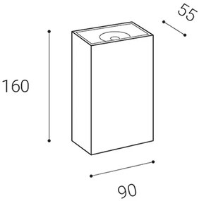 LED2 5100434DT Block, nástěnné antracitové svítidlo se svícením nahoru a dolu, 2x3W LED 3000K stmívatelné TRIAC, výška 16cm, IP54