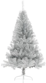 344697 vidaXL Umělý poloviční vánoční stromek se stojanem stříbrný 180 cm PET