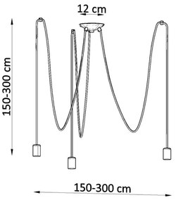 Sollux SL.0370 - Lustr na Lanku EDISON 3 3xE27/60W/230V pavouk černá