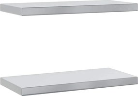 Nástěnné police 2 ks 50 x 23,5 cm stříbrné nerezová ocel 30286