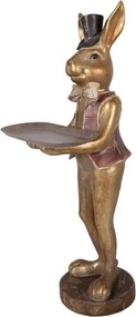 Zlatá antik dekorace králík s podnosem - 19*15*52 cm
