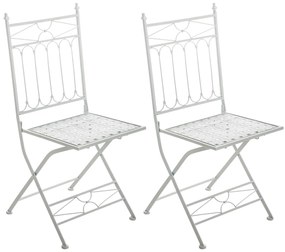 Skládací kovová židle Asina (SET 2 ks) - Bílá