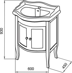 SAPHO RETRO umyvadlová skříňka 60x80x45cm, starobílá 1684