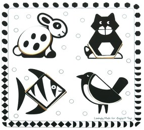 Bigjigs Toys Dřevěné vkládací puzzle černobílé tvary 2