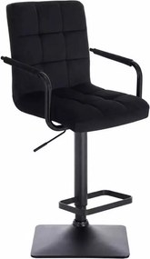 LuxuryForm DESIGN Barová židle VERONA BLACK VELUR na černé hranaté podstavě - černá