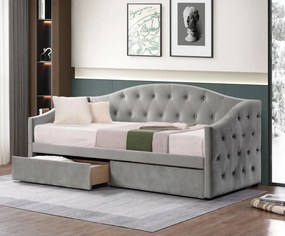 Postel ZASKA šedá 90x200 s úložným prostorem, Velvet látka, Kondela 0000396165
