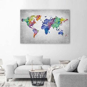 Gario Obraz na plátně Pestrobarevná mapa světa Rozměry: 60 x 40 cm