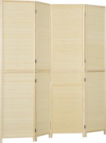 HOMCOM Bambusový paravan do interiéru 4 panely 180 x 180 cm - Přenosný paravan