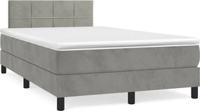 Box spring postel s matrací a LED světle šedá 120x190 cm samet 3270153