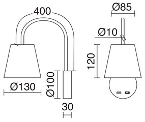 Exo 907B-G05X1A-02-CB nástěnné svítidlo Montecarlo W, černé, E27, ø13cm, IP20