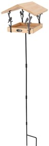 Zapichovací krmítko pro ptáky Rhi, 131,5x24,5x24,5 cm, dřevo/kov, hnědá