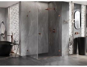 Mexen Lunar-B, pravostranný výklopný sprchový kout 75 x 70 cm, 8mm čiré sklo, profil růžové zlato, 832-075-070-60-00-P