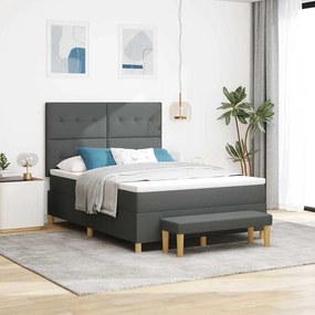 Postel s boxspringem s čelo Tmavě šedá 200 x 160 cm textil 3344311