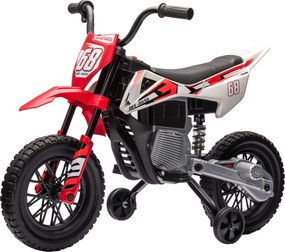 Dětská elektrická motocross motorka AIYAPLAY pro děti 3-6 let, 12V, 2 silné motory, maximální rychlost 5 km/h, stabilizační kolečka, pérování, s hudb…