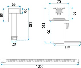 Rea Foss Clif, podomítková bidetová baterie, broušená ocel, REA-B5843