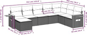 8dílná zahradní sedací souprava s poduškami černá polyratan 3259487