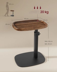 Výškově nastavitelný odkládací stolek Vasagle Cujo 40 cm černý/ořech
