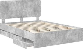 Rám postele s čelo Betonově šedá 150 x 200 cm Inženýrské dřevo 3412584