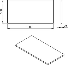Sapho PLATO deska Rockstone 1000 x 24 x 500 mm bílá mat PL100-0101