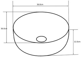 BPS-koupelny Keramické umyvadlo na desku HYD-LA-WH-GL-360 ø36 cm, bílé/zlatý lem