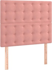 Box spring postel s matrací a LED růžová 90x200 cm samet 3136346