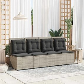 Zahradní sofa s polštářem Světle šedá polyratan 3394481