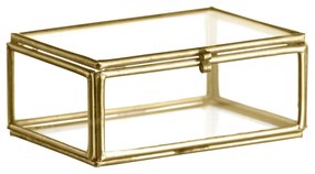 MADAM STOLTZ Skleněný box Brass - menší, zlatá barva, sklo, kov