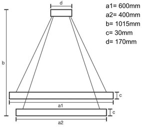 LED Stmívatelný lustr na lanku LED/100W/230V 3000-6500K + dálkové ovládání