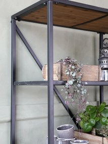 Černý kovový regál/ knihovna se 6ti policemi Falione - 145*41*200 cm