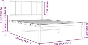 vidaXL Kovový rám postele s čelem 100 x 190 cm [352523] Barva: Černá