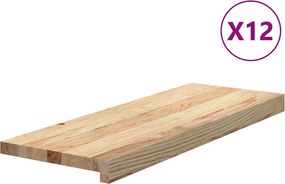 Nášlapy na schody 12 ks neošetřené 70x25x2 cm masivní dub 3282917