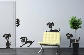 WALLVINIL Samolepky na zeď - Hraví pejsci Barva: Černá, Velikost: Malá sada