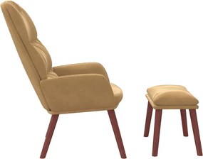 Relaxační křeslo s podnožkou hnědé samet 3315124