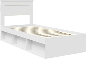 Rám postele s čelo Bílá 100 x 200 cm Masivní borové dřevo 3409791