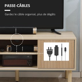 HOMCOM Televizní stolík pro TV do 50 palců s 2 posuvnými dveřmi a 2 policemi s řešením kabeláže - 115 x 40 x 49 cm